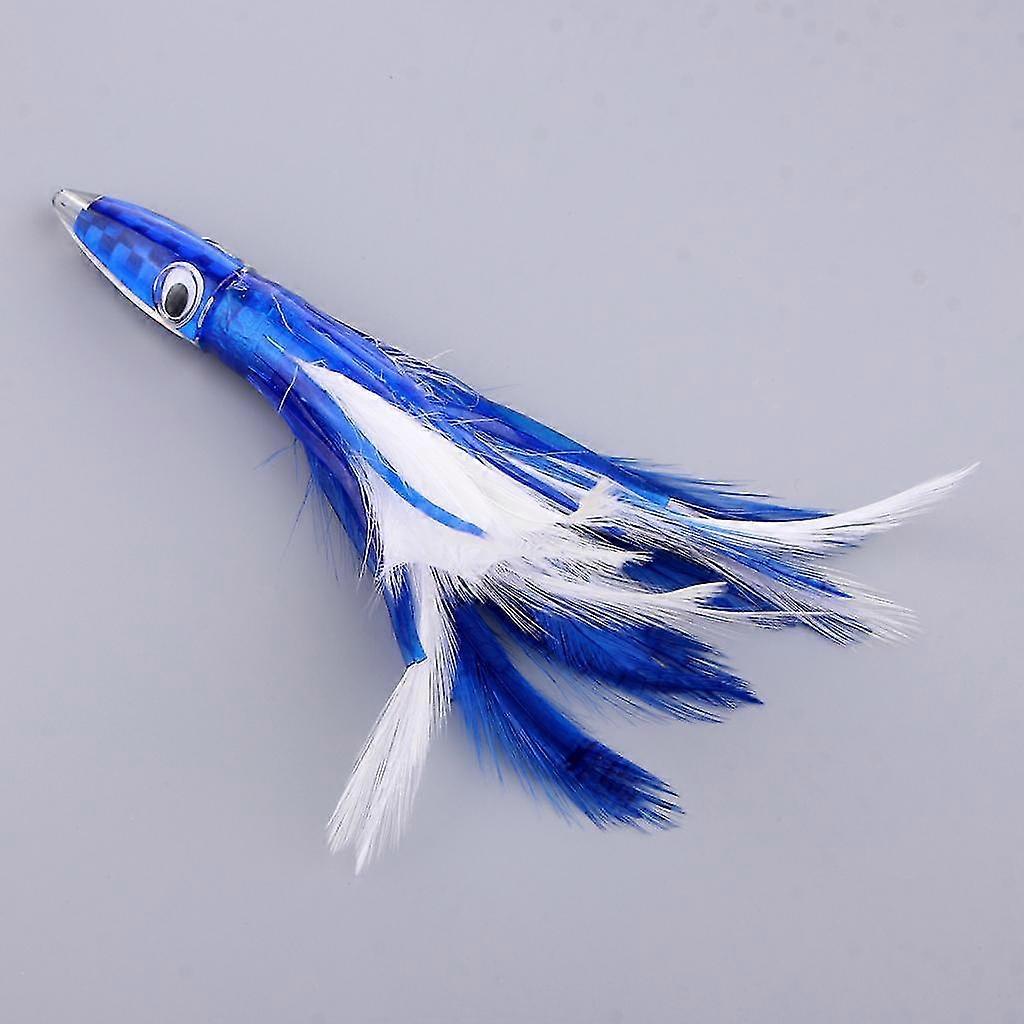 Fishing Lure 14cm 32g Rigged Resin Head Skirted Feather Trolling Marlin ...