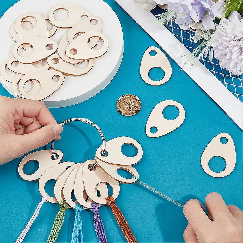 100pcs Teardrop Wood Thread Drops 1.9x1.3inch Wood Cross Stitch Thread ...