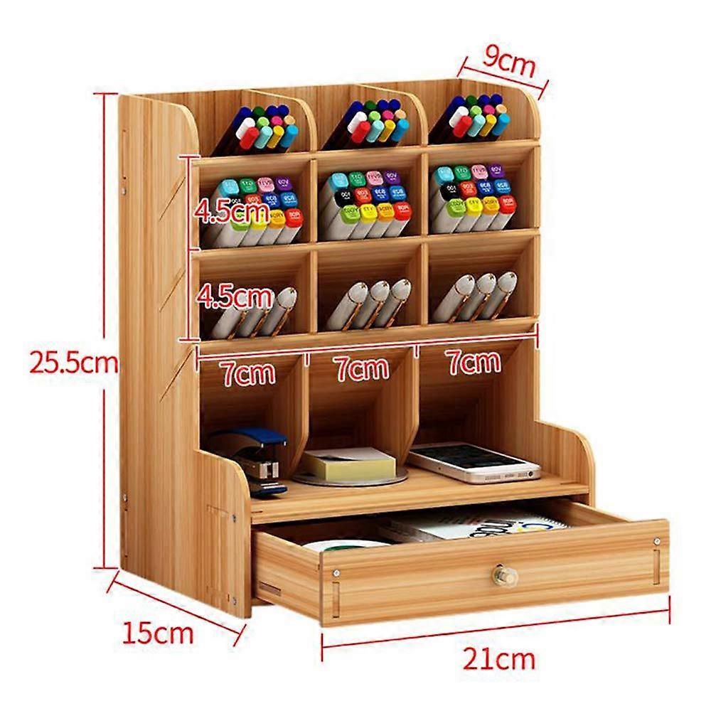 Wooden Desk Organiser Multi-Functional Drawer Stationery Desktop ...