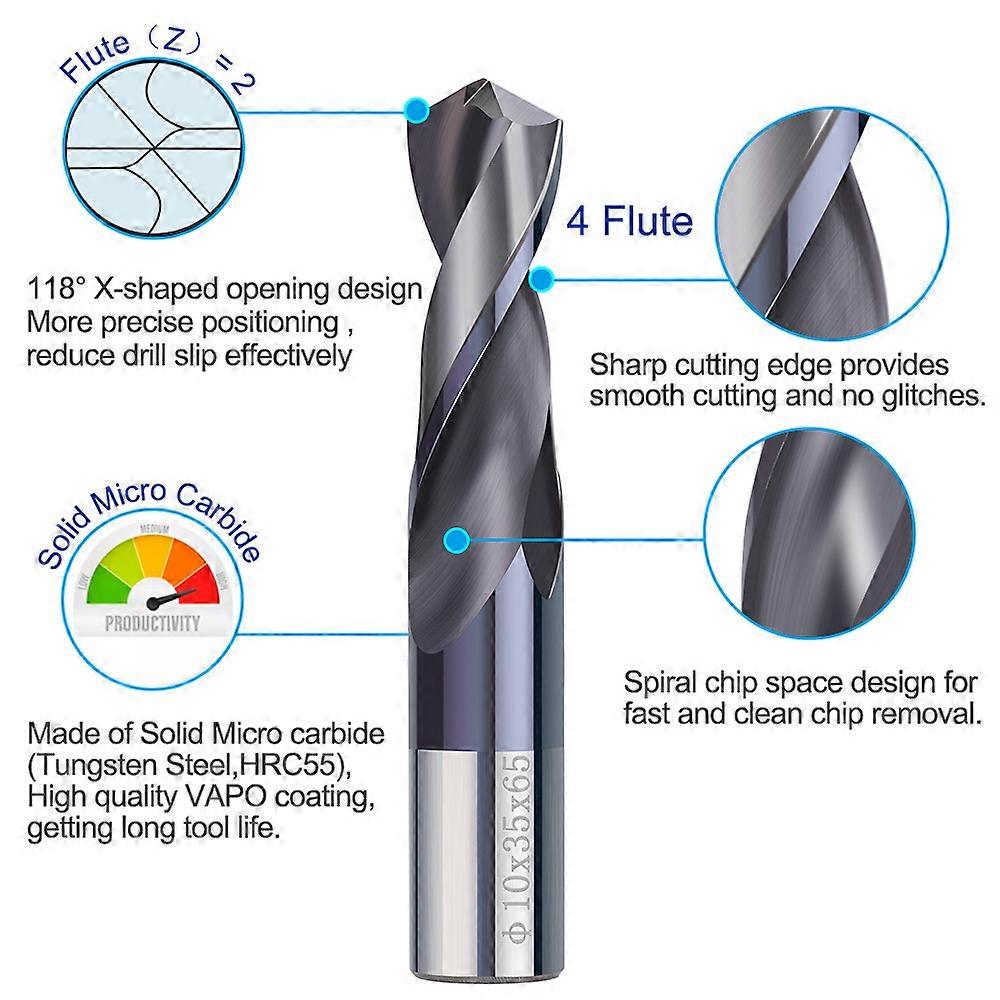 Carbide Drill Bit 10-12mm VAPO Coated Gun Drill Bit for CNC Lathe ...