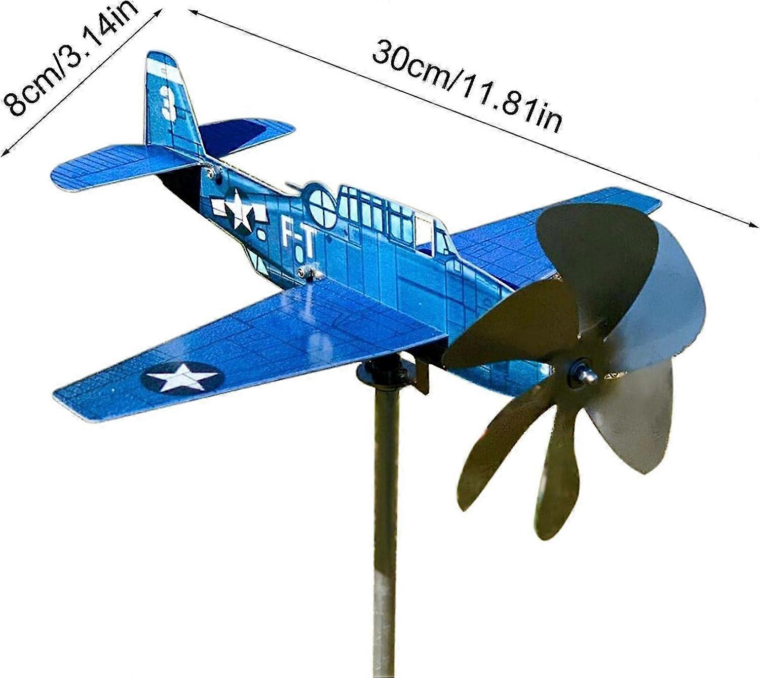 3D Wind Spinner Plane Metal Airplane Weather Vane Outdoor Roof Wind ...