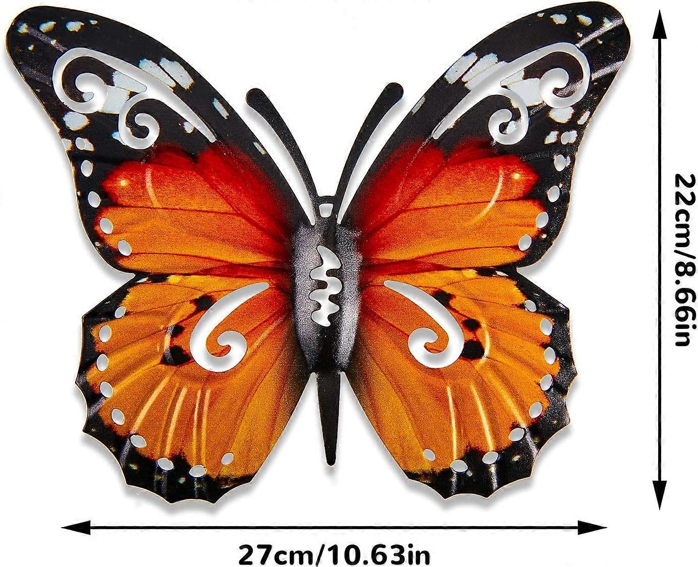 2 Pcs Large Metal Butterfly Outdoor Garden Decor Metal Wall Art ...