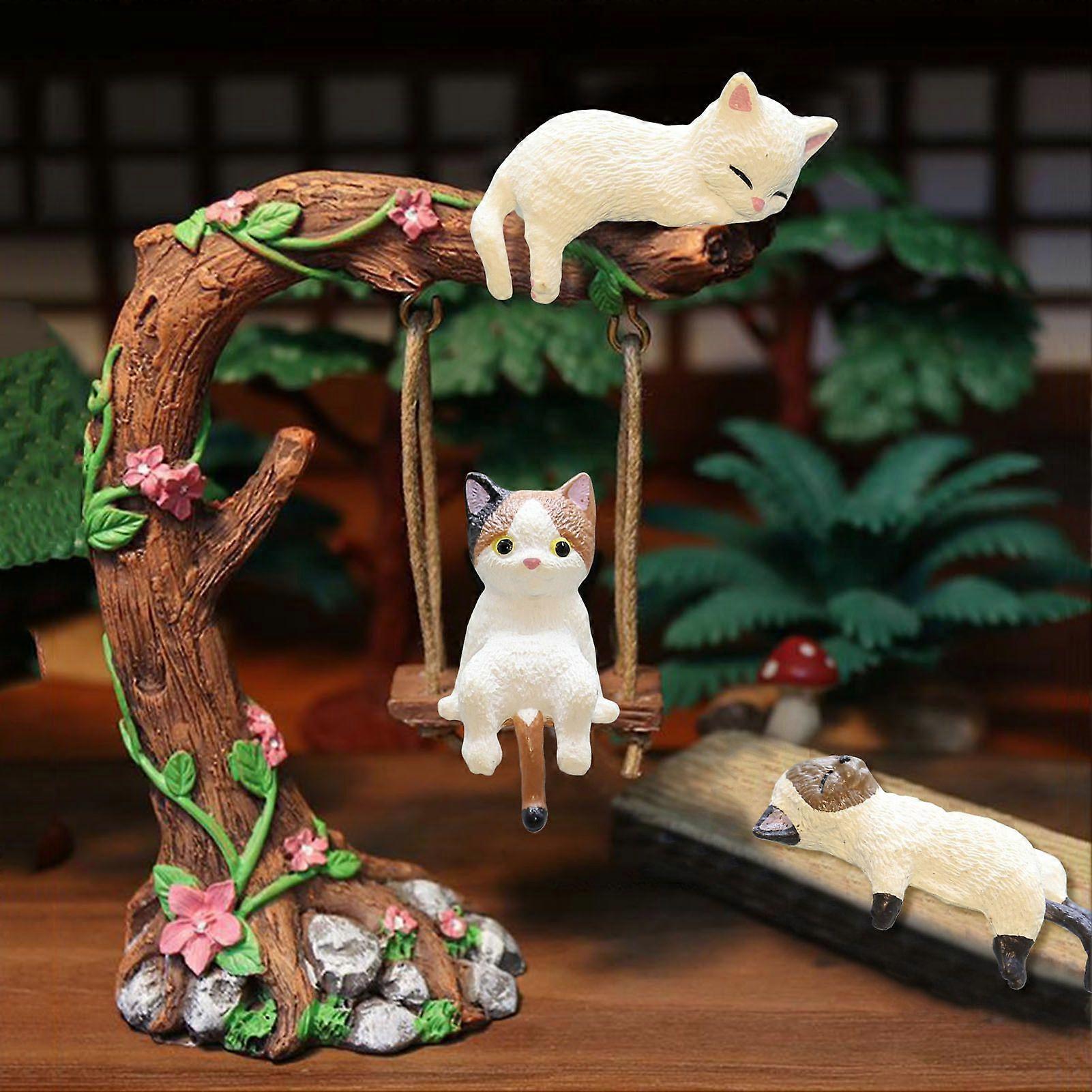 Mini Cat Figurine Collectible Kitten Ornament Cake Topper Tabletop ...