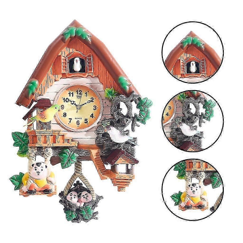 Traditional German Style Wall Clock Quartz Movement Hourly Cuckoo Bird ...