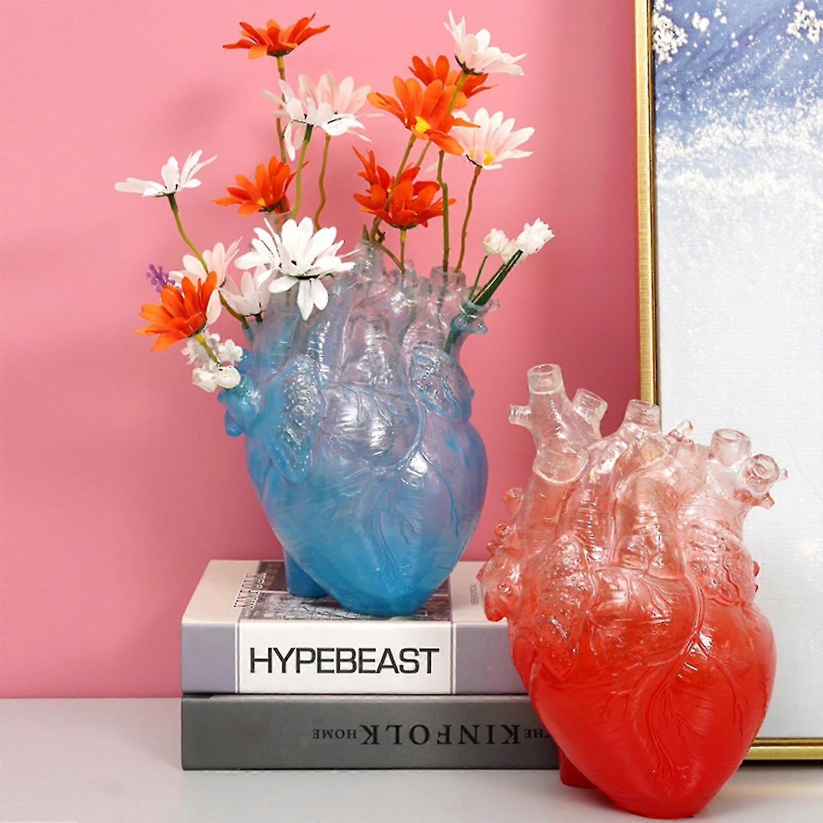 Heart Shape Vase Clear Resin Creative Nordic Home Room Decor Unique ...