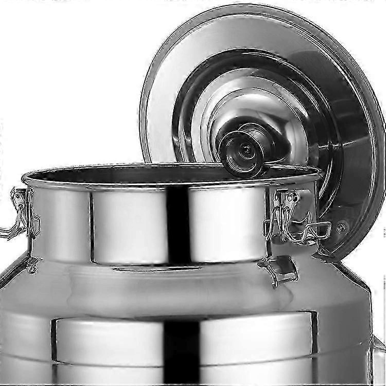 Portable 5L Milk Bucket with Sealing Lid Stainless Steel Liquid Storage ...