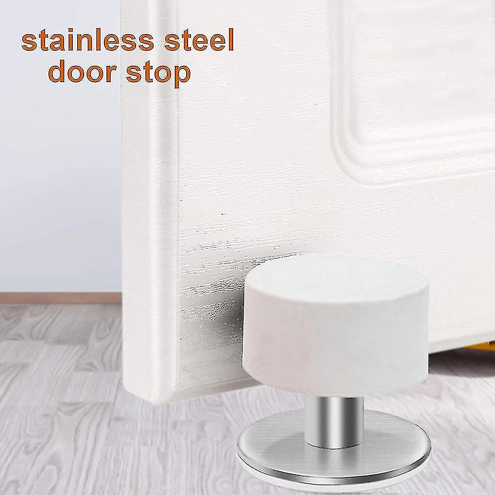 2pcs Self-adhesive Door Stoppers Robust Stainless Steel Rubber Stoppers ...