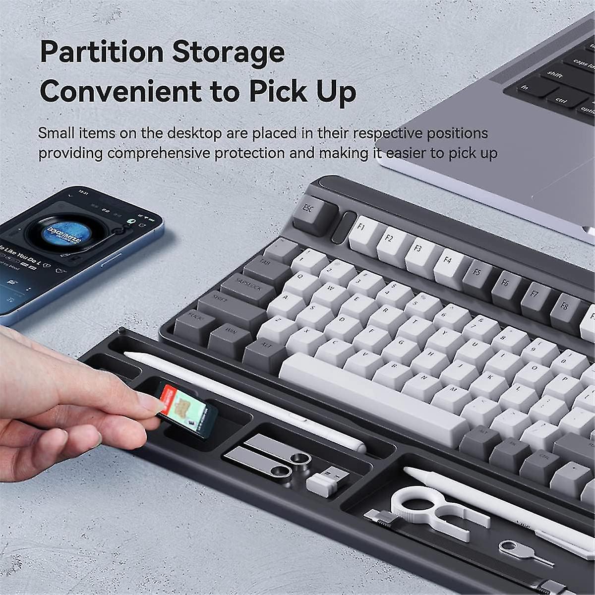 Keyboard Wrist Rest Pad Support With Desktop Partition Storage Case,for ...