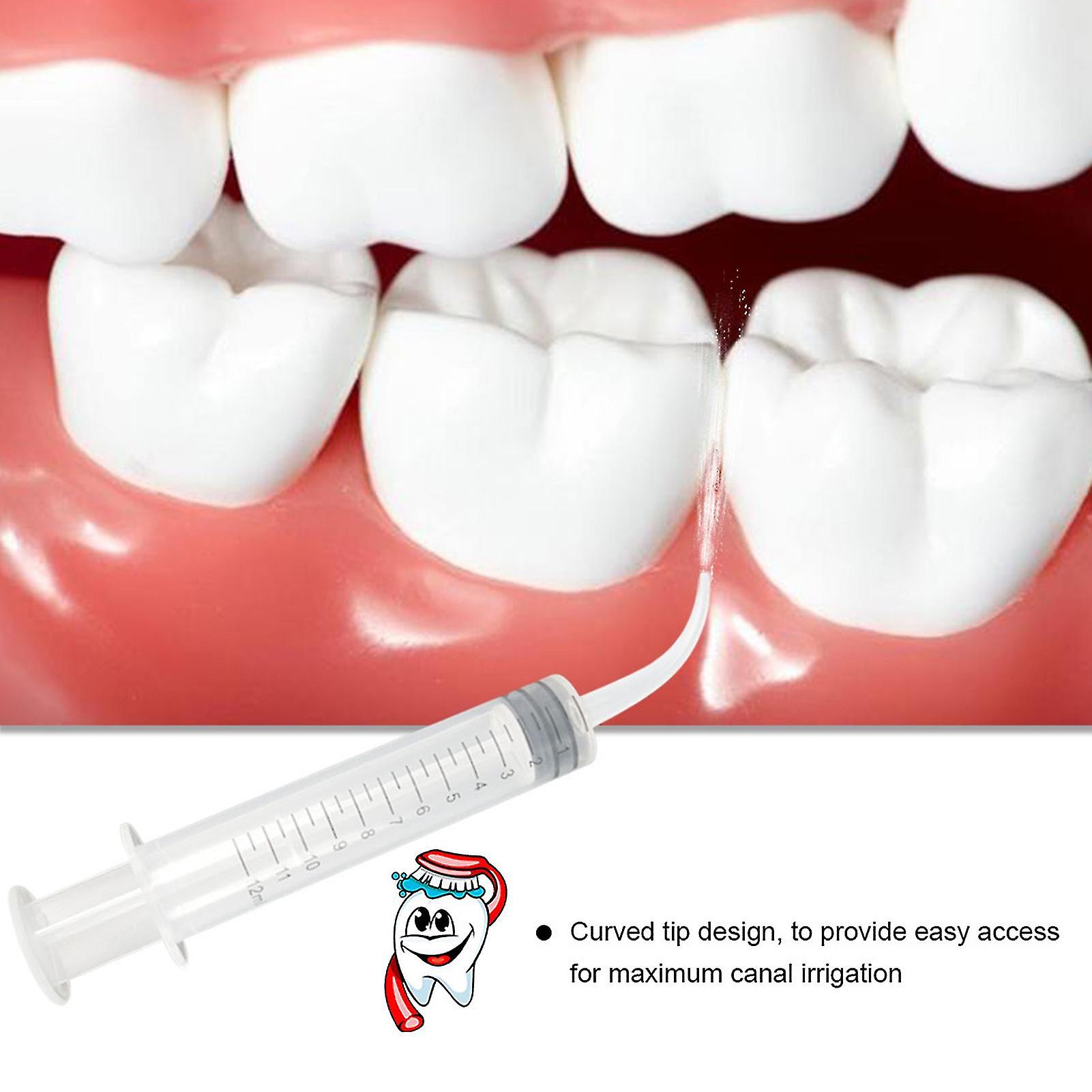 10pcs 12ml Disposable Dental Syringe Transparent Elbow Syringe Teeth ...