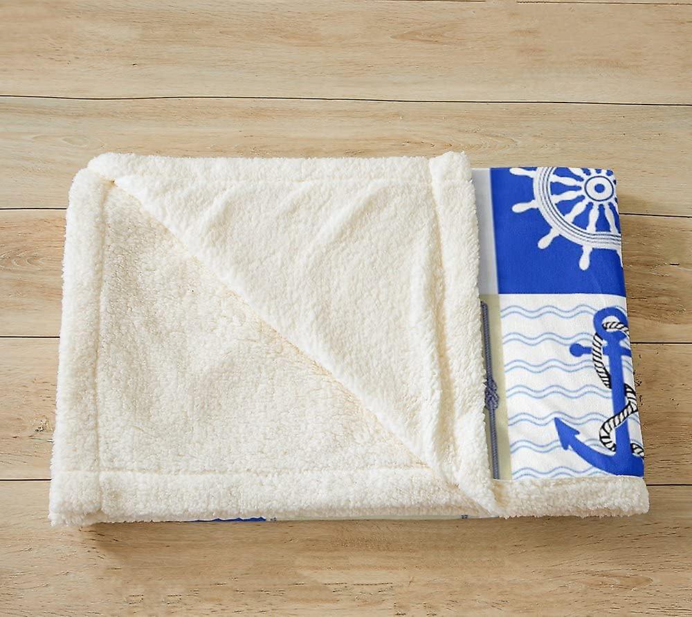 Nautical Throw Blanket Ocean Fuzzy Blanket Kids Vintage Sailboat Anchor ...