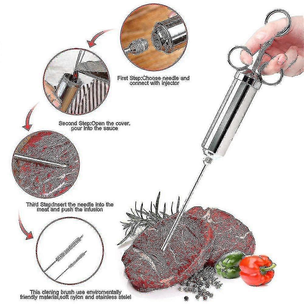Heavy Duty 304 Stainless Steel Meat Injector Kit With 60ml Large ...