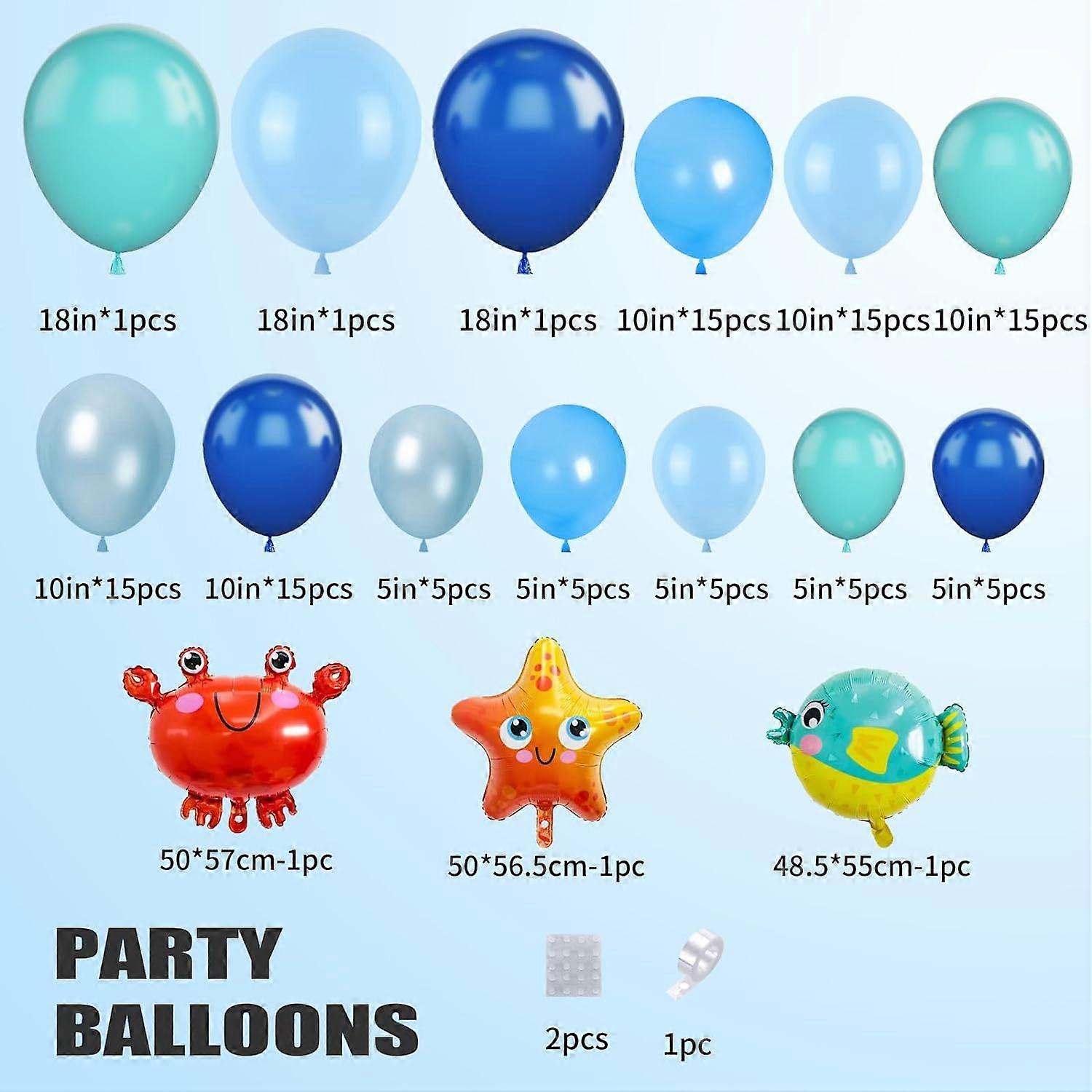 Under the Sea Balloon Arch, 111 Pcs Under The Sea Balloon Arch Garland ...