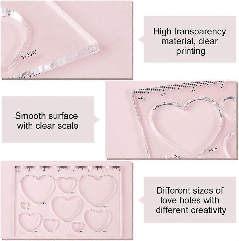 2pcs 9 in 1 Heart Inlay Template Router Stencils Template Acrylic ...