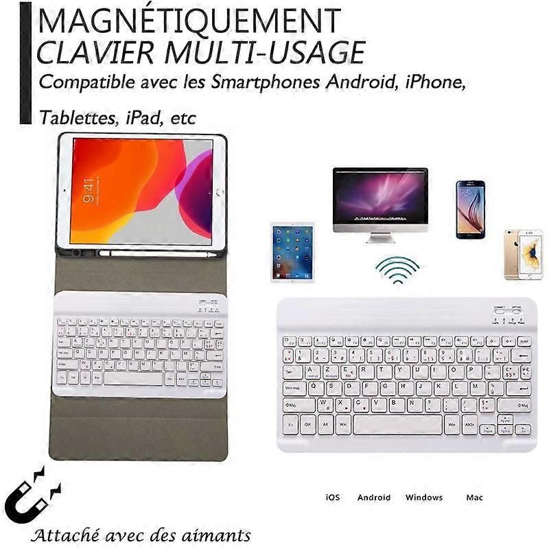 Tablet Case with built-in Bluetooth French AZERTY keyboard for iPad 10. ...