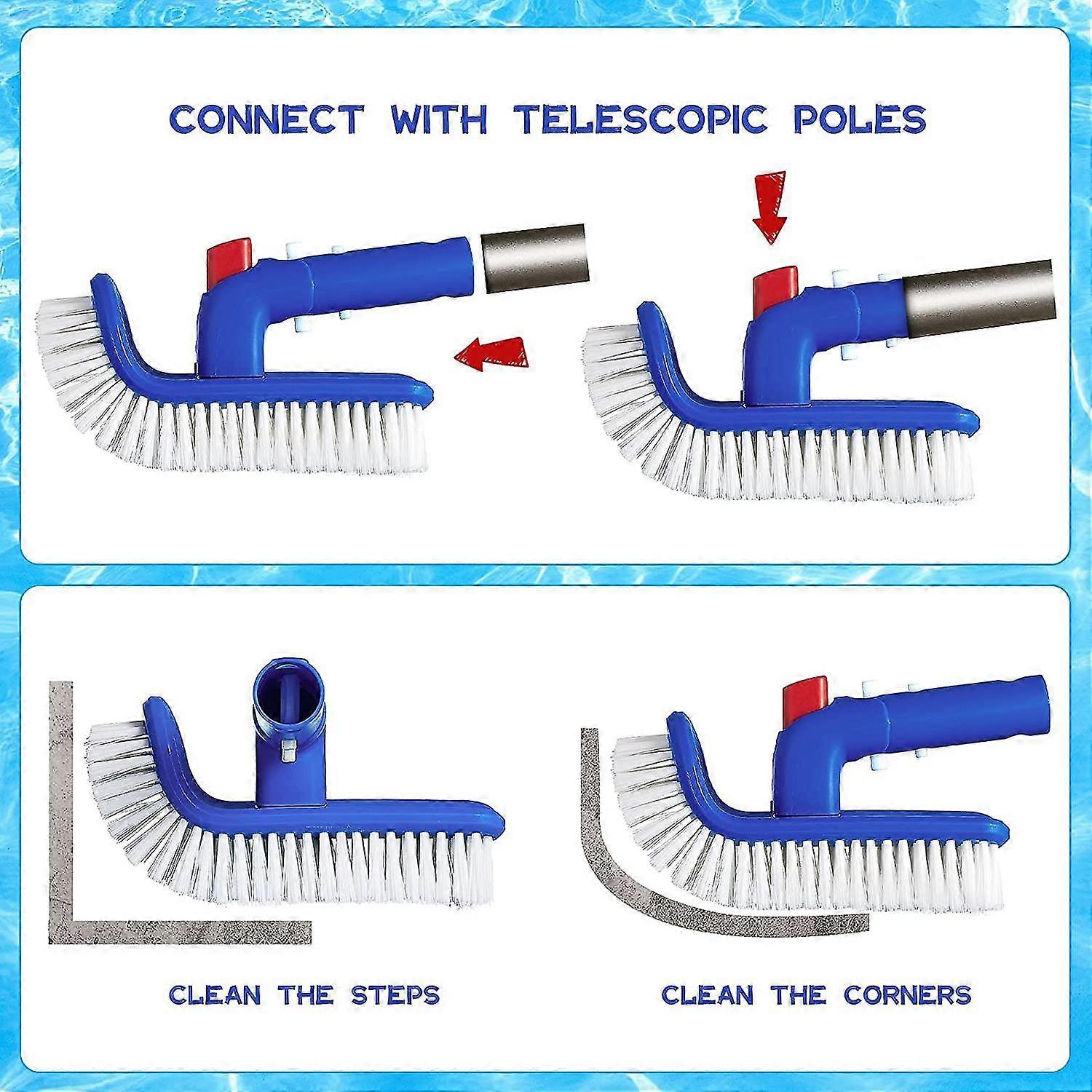 Corner And Step Pool Round Brush, Pool Step And Corner Brush, 180 ...