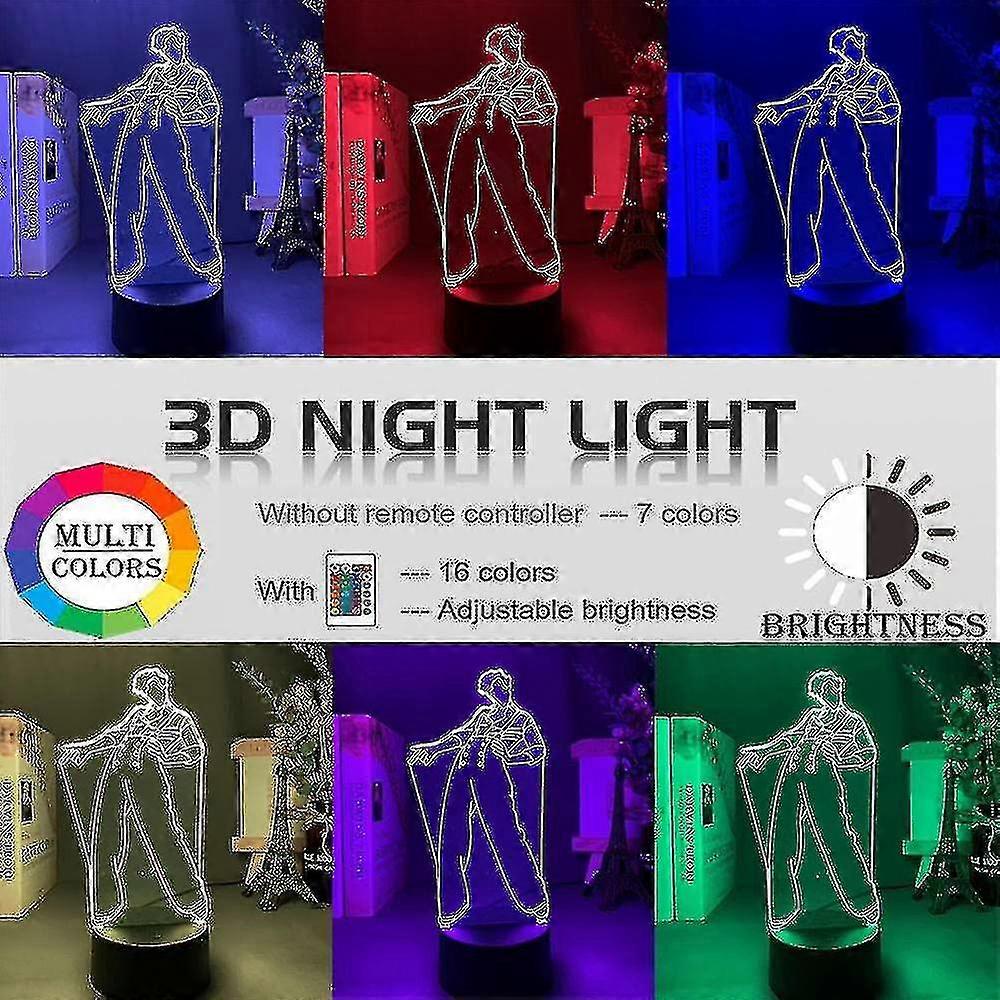 Harry Styles 3d Illusion Lamp 16 Colors Changing Rgb Bedside Lamp With ...