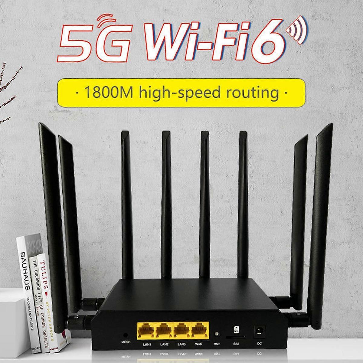 4G 5G Openwrt Router Wifi6 Mesh 1800Mbps with Sim Card Gigabit LAN 2 ...