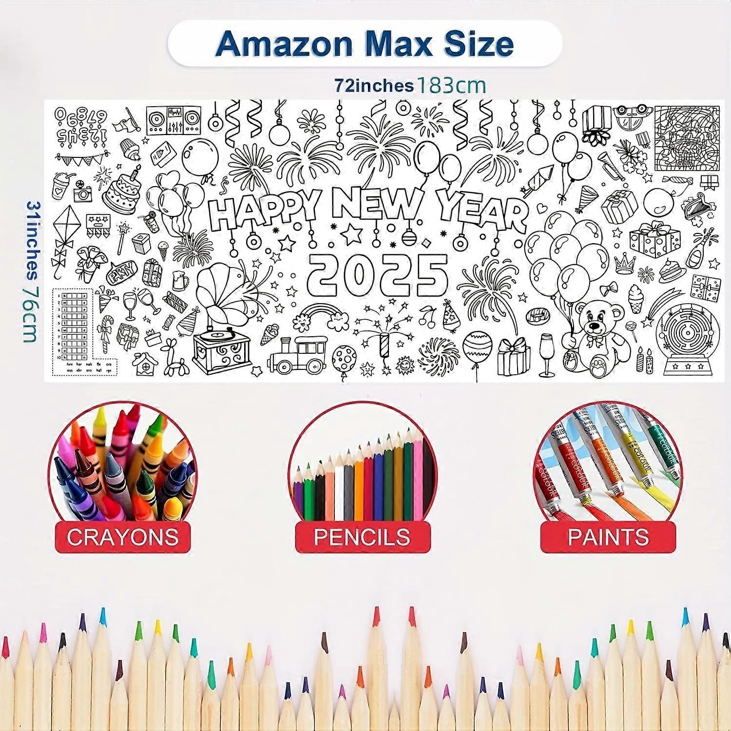 Giant Coloring Poster for Kids, Happy New Year Coloring Poster for ...