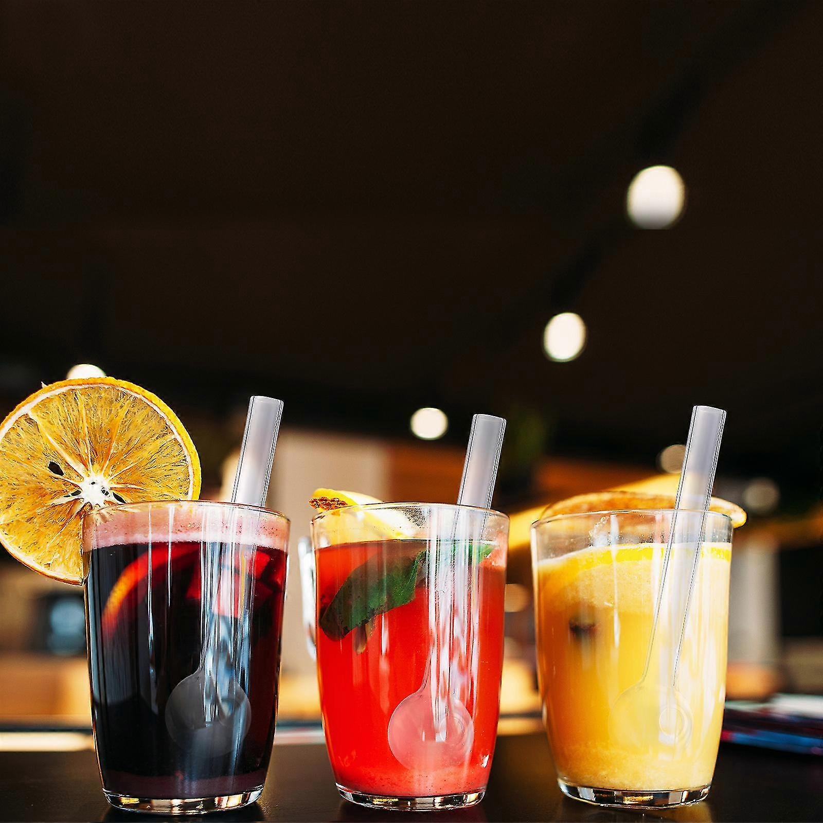 10 Pcs Glass Pyrex Drinking Straws Pack Round Head Design Reusable ...