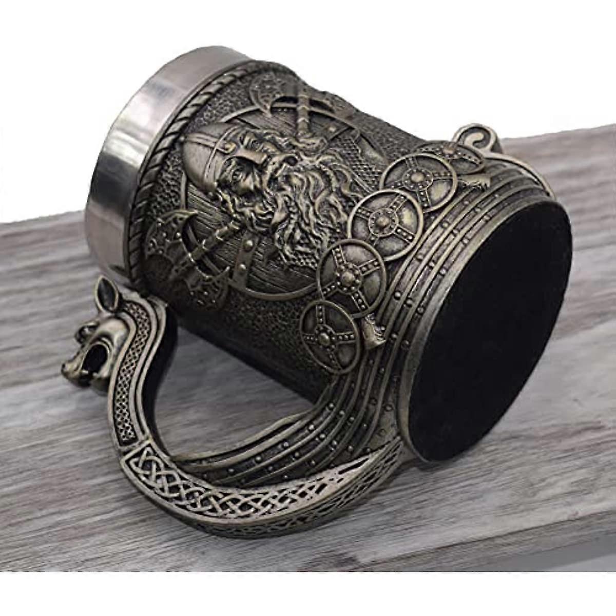 Viking Tankard 600 Ml Beer Mug with Handles Stainless Steel Mug Viking ...