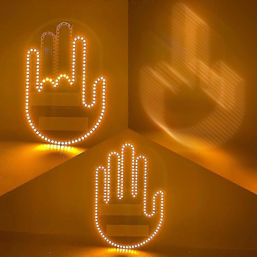 (Y)New LED Illuminated Gesture car light Finger car light With Remote ...