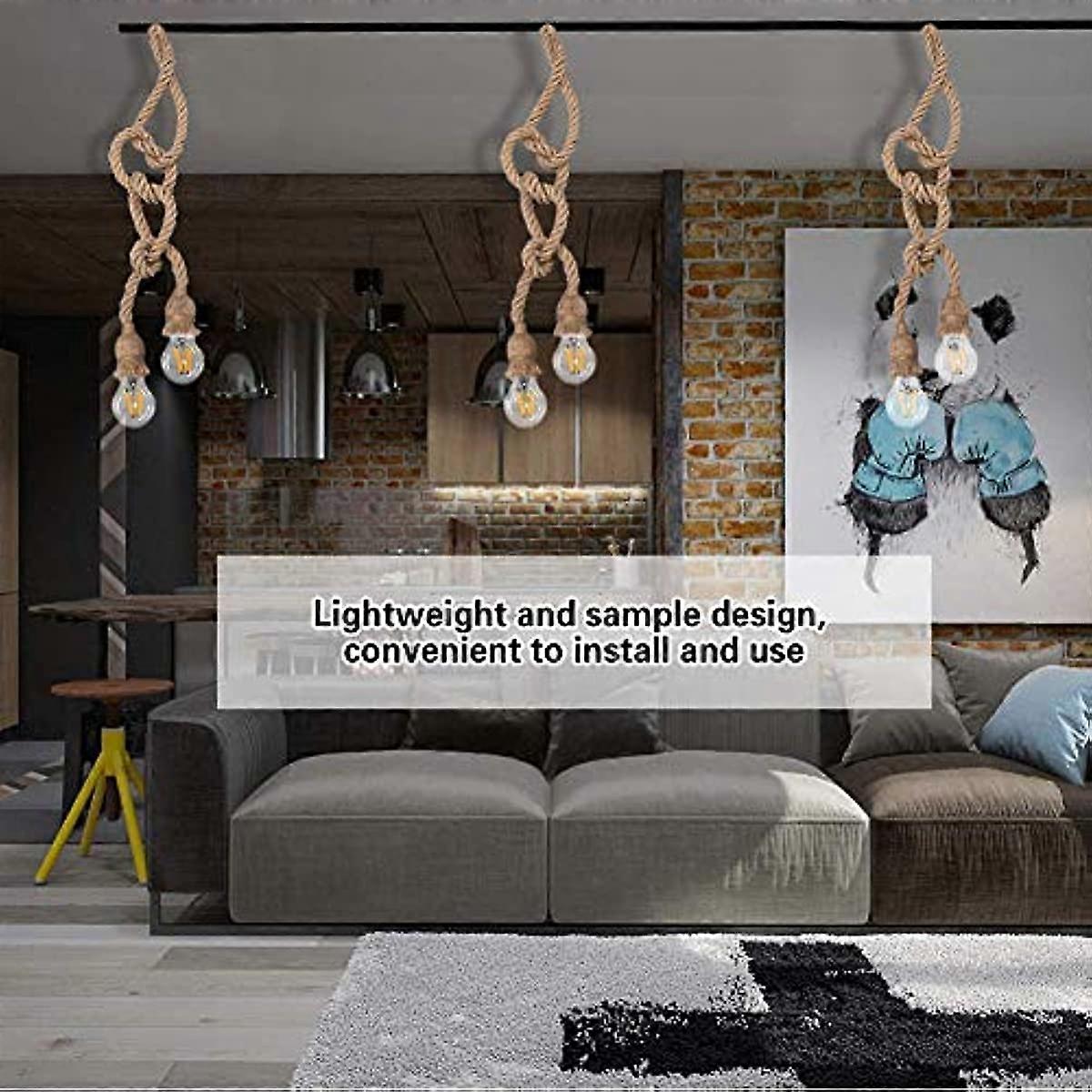 koulate Pendant Light Hemp Rope Hemp Rope Light Fixture 15m 85-265V ...