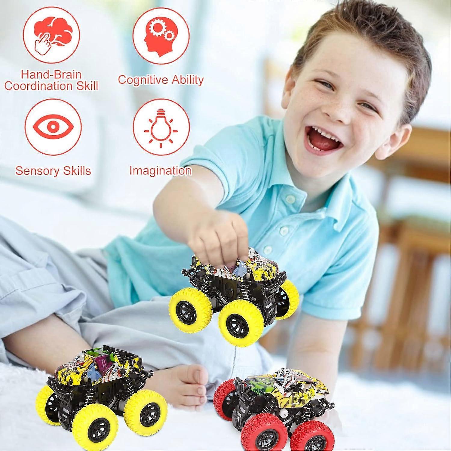 Car Toys for Toddlers 1-3, 2 Pack Monster Toys Truck 360 Rotating Stunt ...