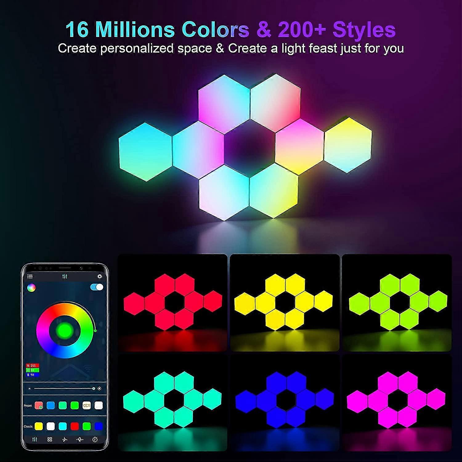 8 Pack Hexagon Light Panels - Smart Rgb Hexagon Led Lights Wall Lights ...