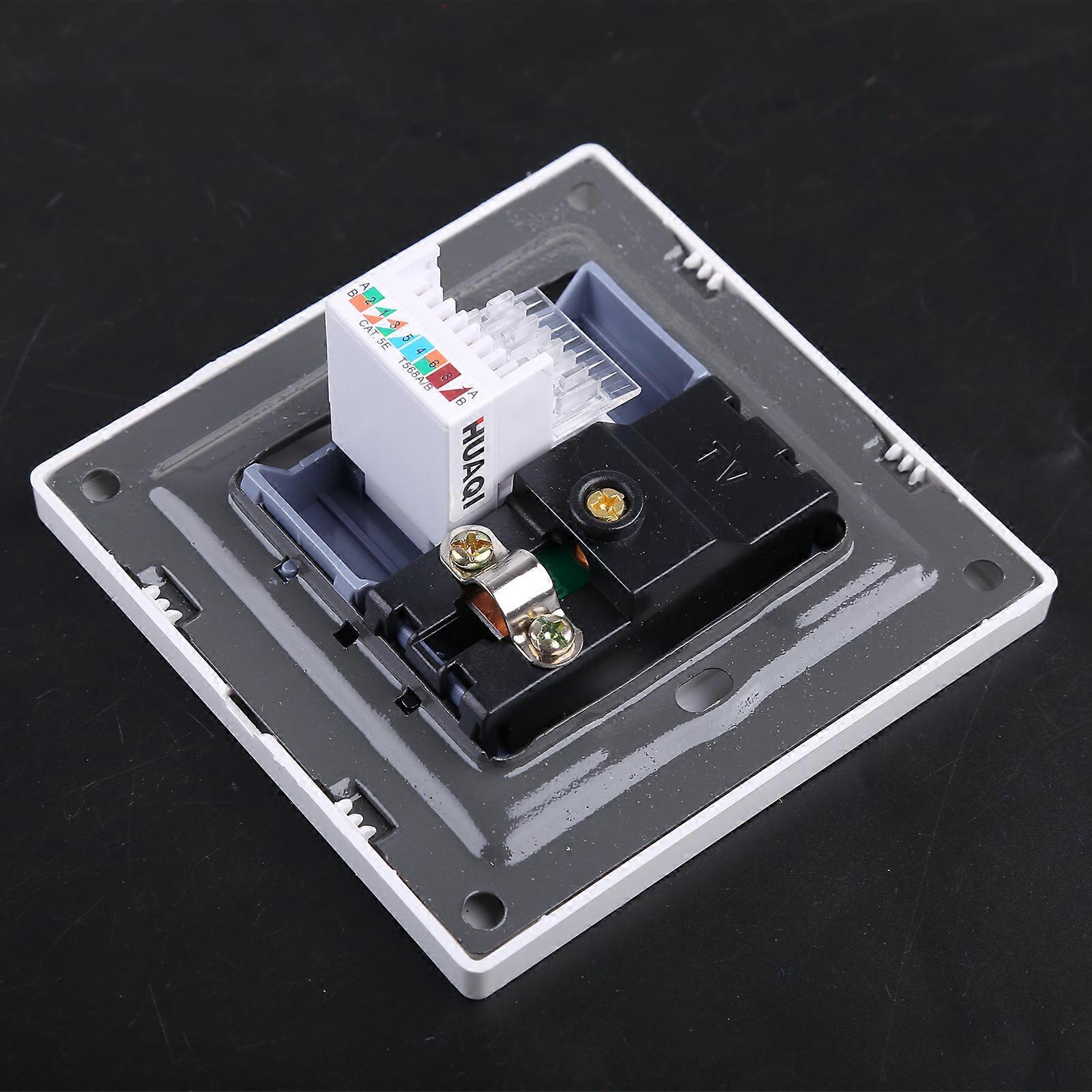 RJ45 Network Adapter+TV Antenna Coaxial Wall Mount Output Faceplate ...