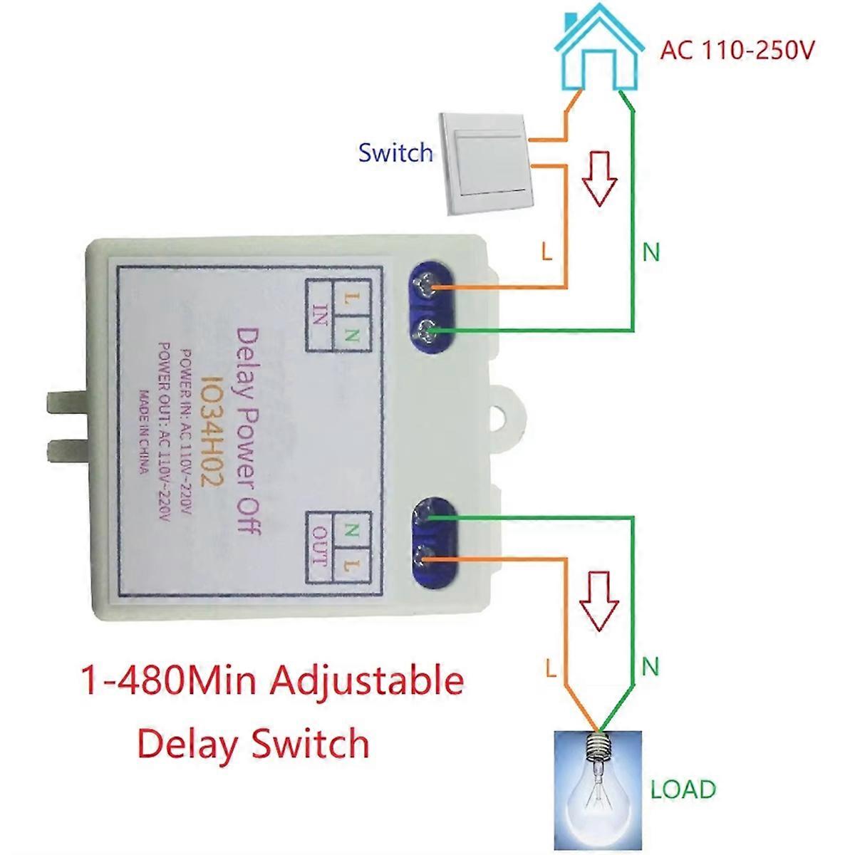 AC 120V 220V Time Delay Relay Power on Delay OFF Switch 1-480Min ...