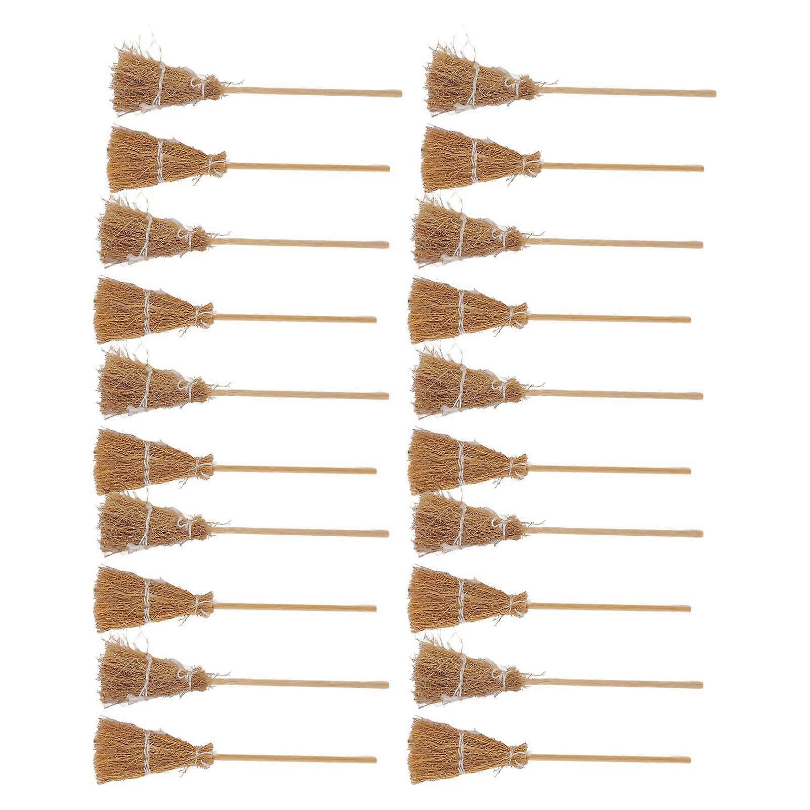 20pcs Mini Witch Broom White Rope Decoration DIY Mini Witch Miniature ...
