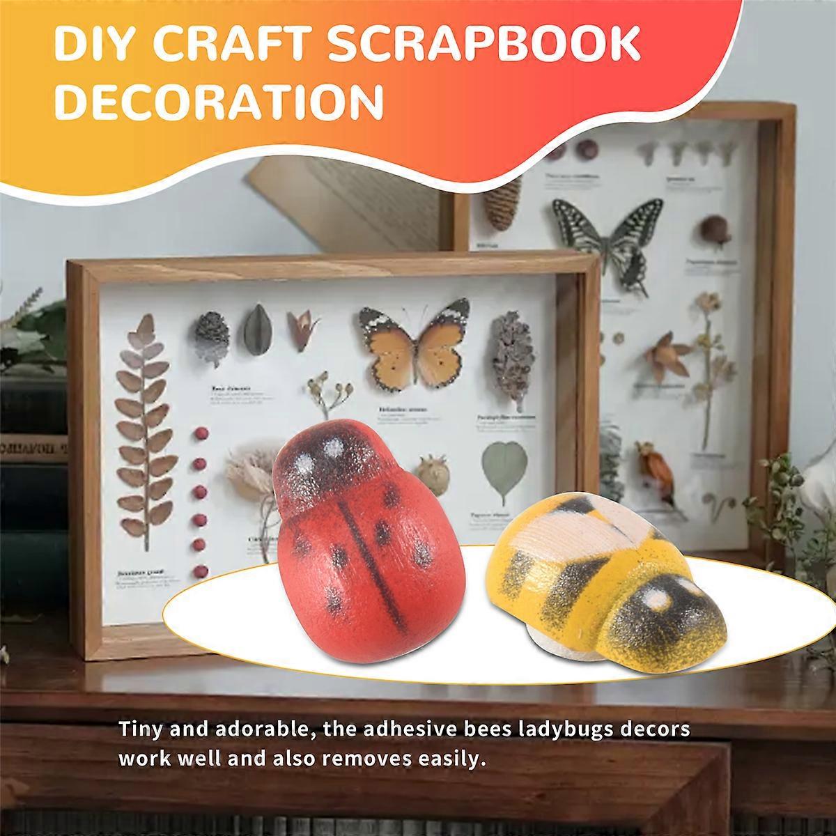 200Pcs Wooden Bees Ladybugs, Wooden Bumble Bees & Ladybugs for Crafts ...