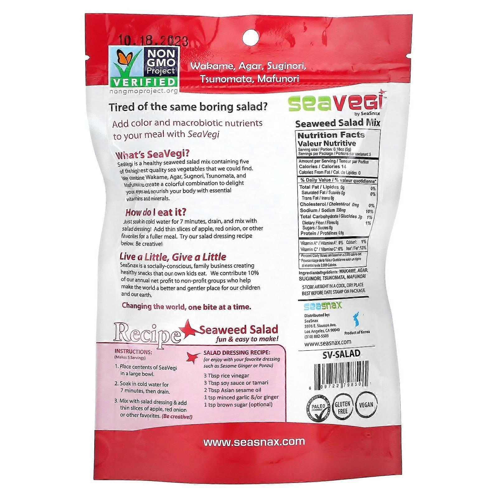SeaSnax, SeaVegi, Seaweed Salad Mix, 0.9 oz (25 g) | Fruugo AU