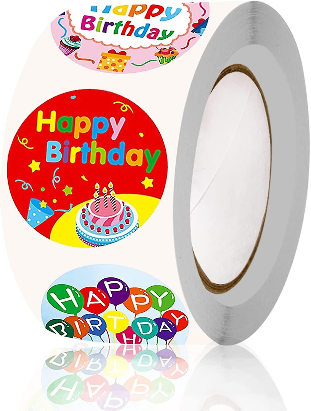 1.5 Inches Happy Birthday Stickers for Children, 500 Pcs Adorable Round ...