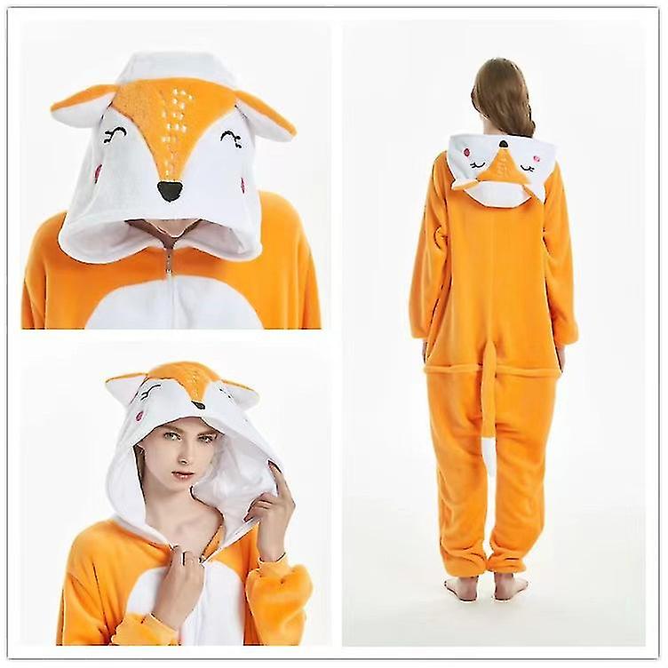 Fox Costume Animal Full Body Pajamas Halloween Carnival One-piece ...