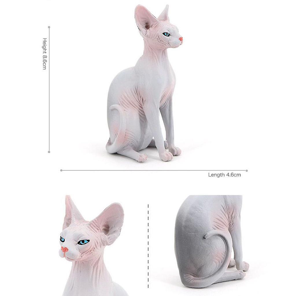 Plastic Solid Cat Figurine Hairless Cat Statues for Home Garden Decor ...