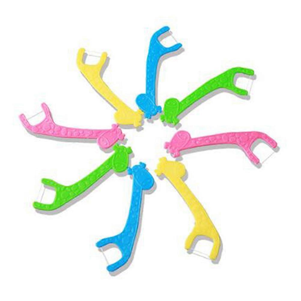 60PCS Handle Floss Pick Cartoon Giraffe Dental Floss Stick Teeth Care ...