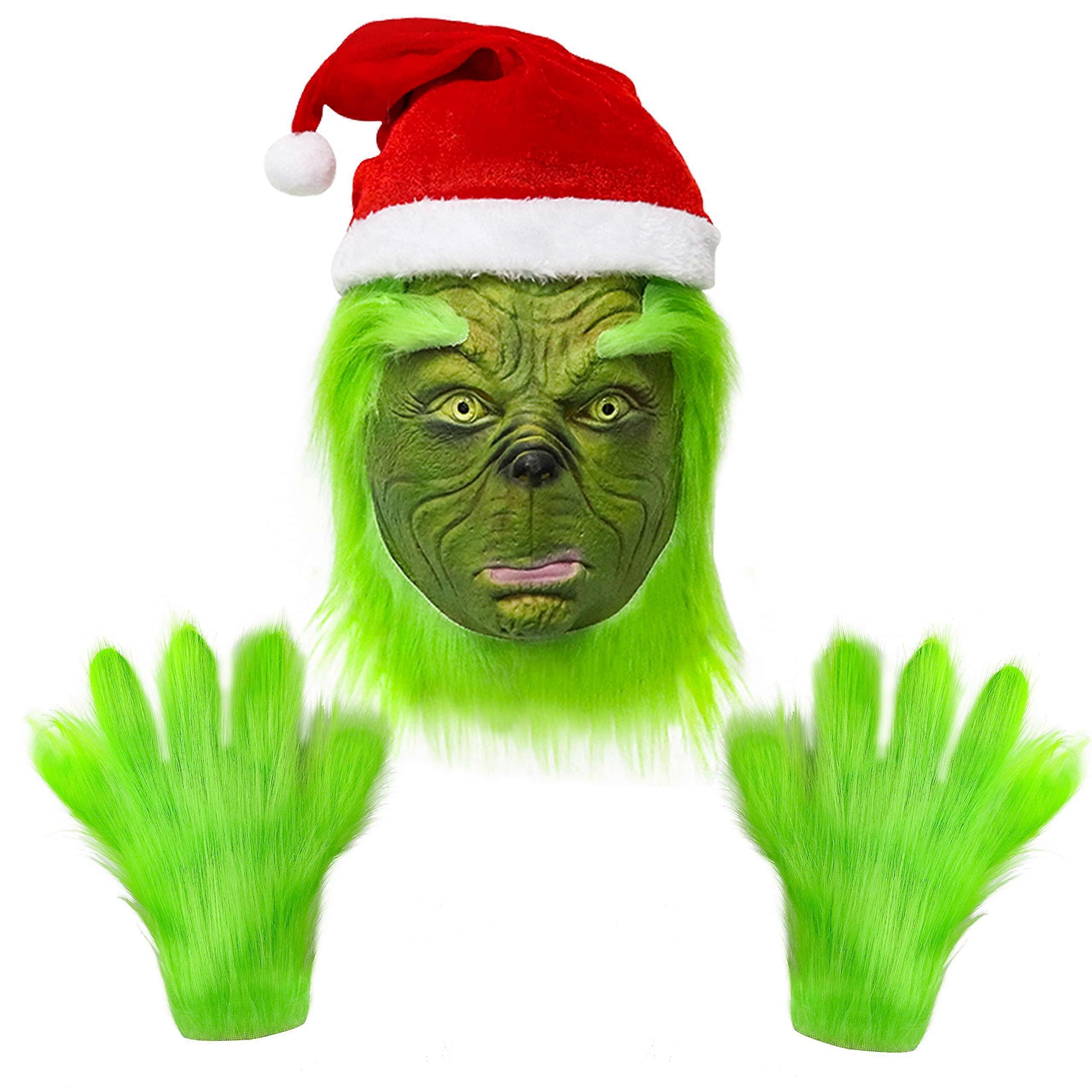 3 Piece Grinch Costumes for Men Women, Grinch Mask and Gloves Hat Set ...