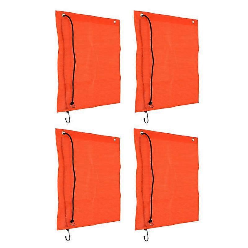 4Pcs 18x18 inch Mesh Safety Flags Orange Warning Flag Bungee Good ...