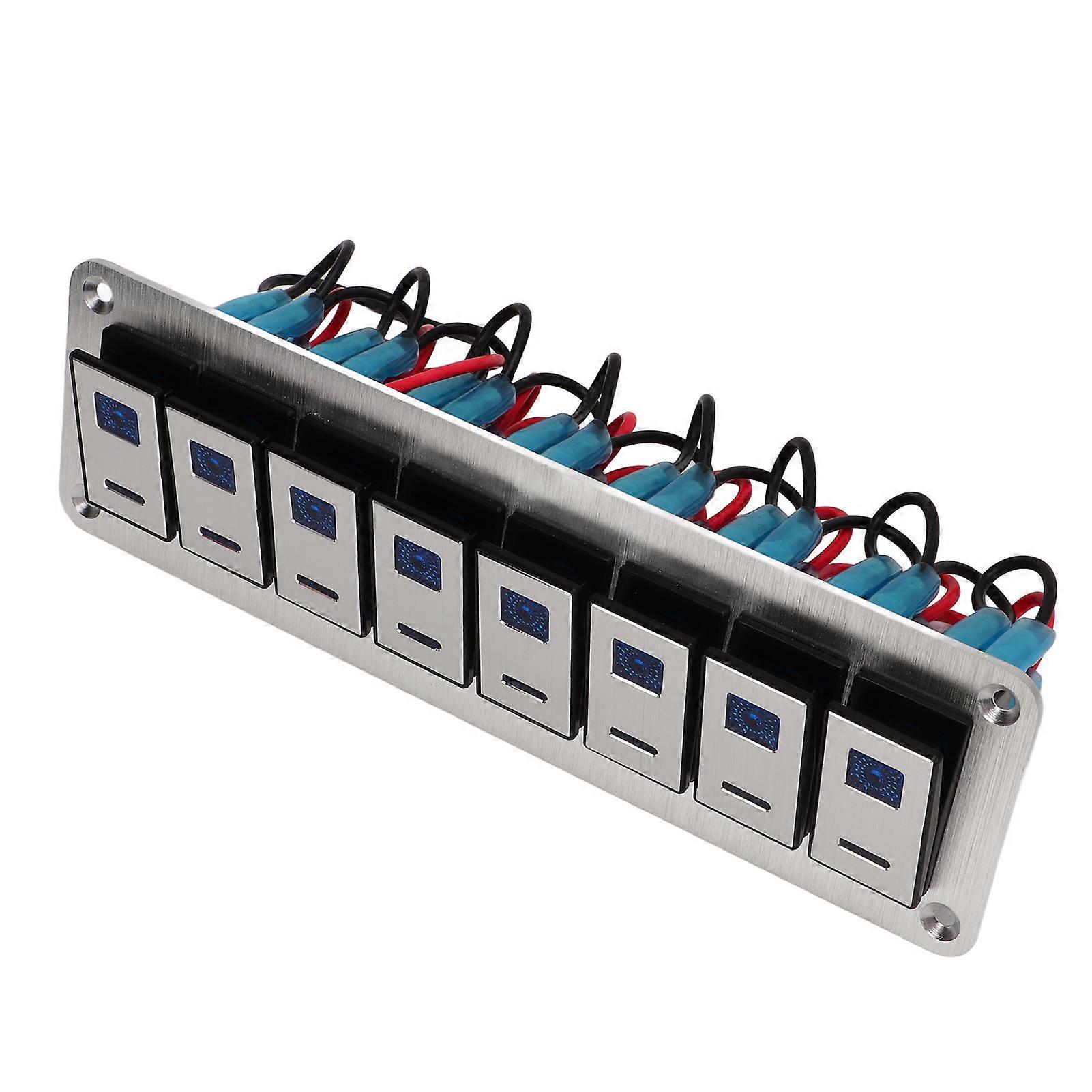 Rocker Switch Panel 8 Gang 12?24V 5 Pin Blue Light Toggle On Off Lights ...