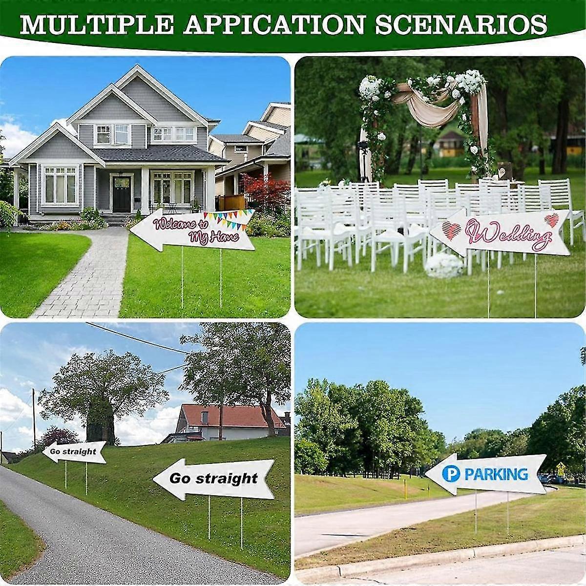 Directional Arrows Signs with Stakes, 4 Pack Blank Yard Signs Plastic ...