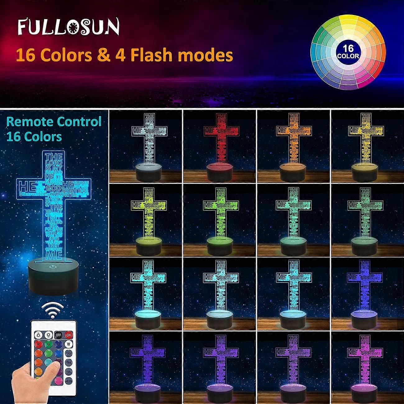 SBSG Jesus Cross 3D Night Light, Christ Optical Illusion Lights 16 ...
