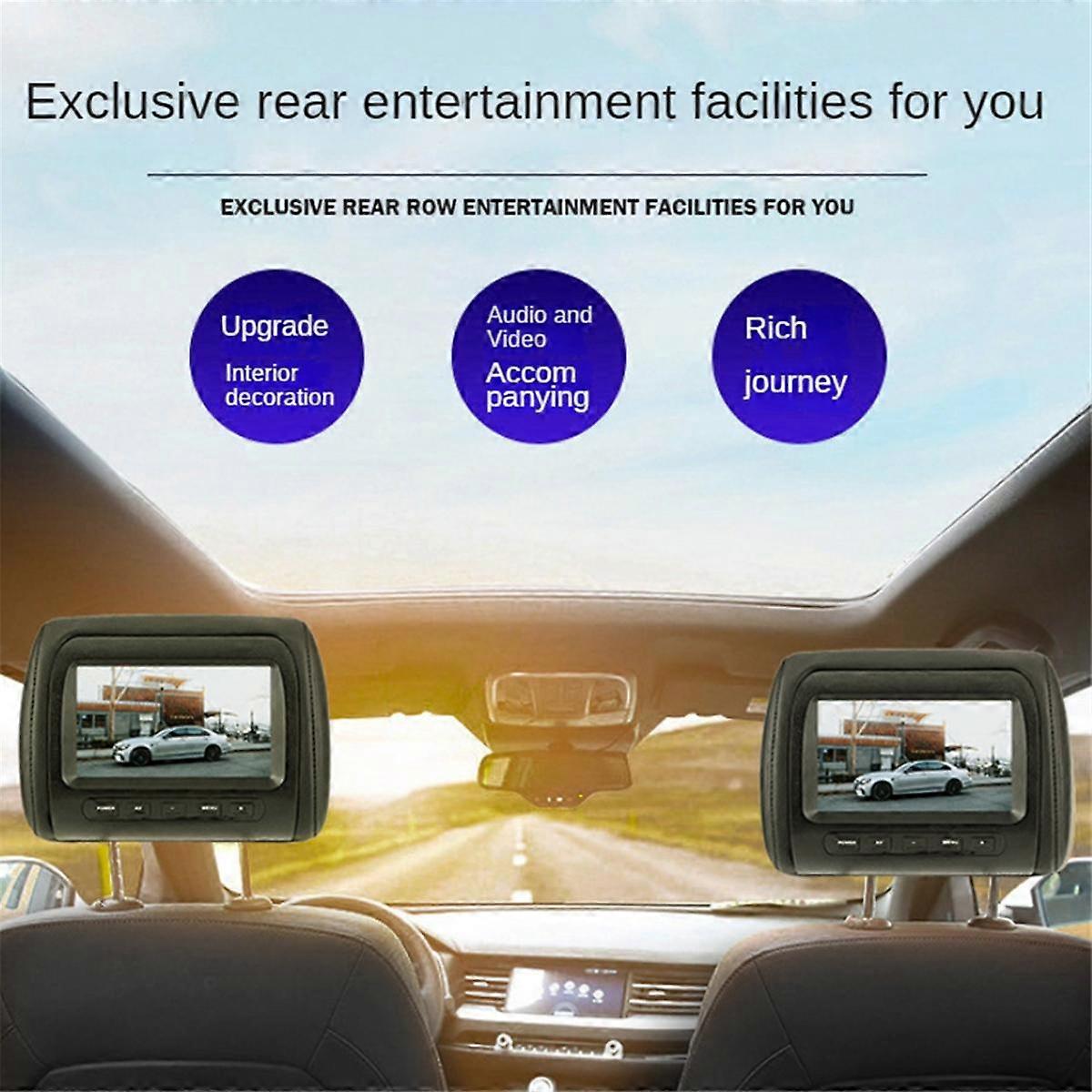 Car Headrest Monitor Universal 7 Inch TFT LED Screen Pillow AV Input ...