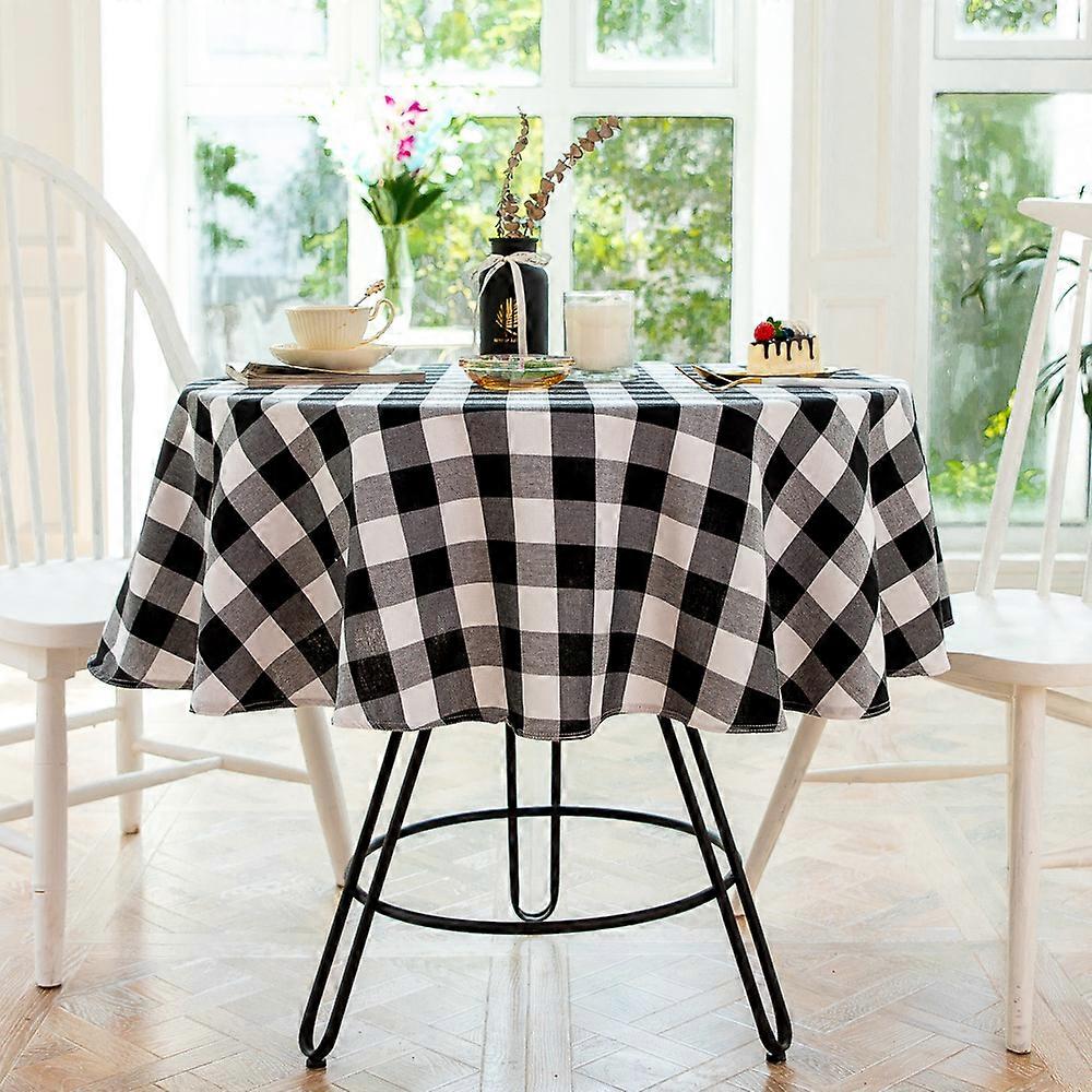 Checkered Vinyl Round Tablecloth - 55", Water, Oil & Spill Resistant ...