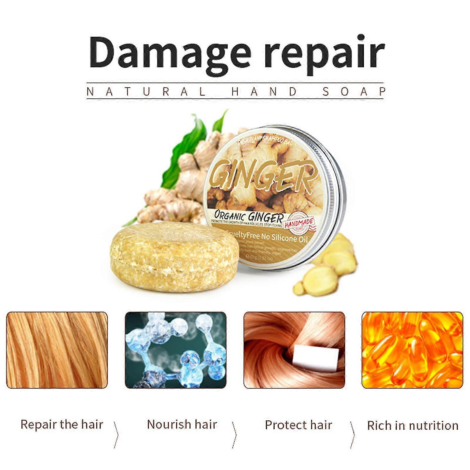 Natural Organic Ginger Hair Regrowth Shampoo Bar - Anti Hair Loss Soap ...