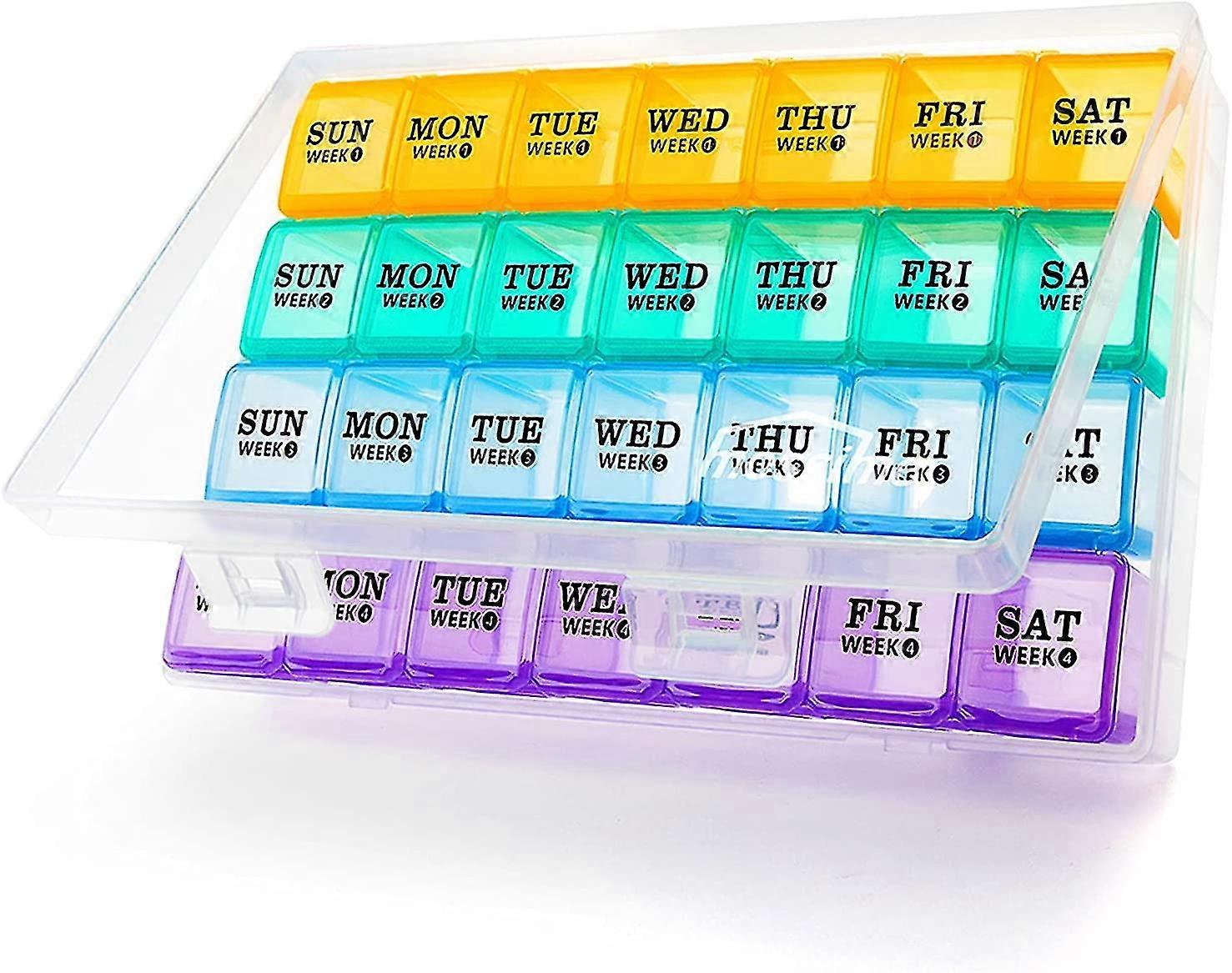 Xl Large Monthly Pill Organizer 4 Weeks, 28 Day Pill Box Organizer ...