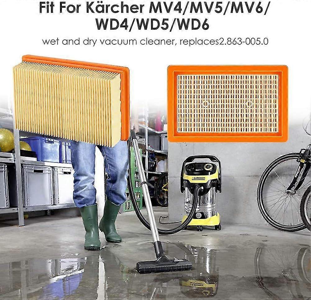 Pack Wd6p Replacement Flat Pleated Filter Karcher Mv4 Mv5 Mv6 Wd4 Wd5 ...