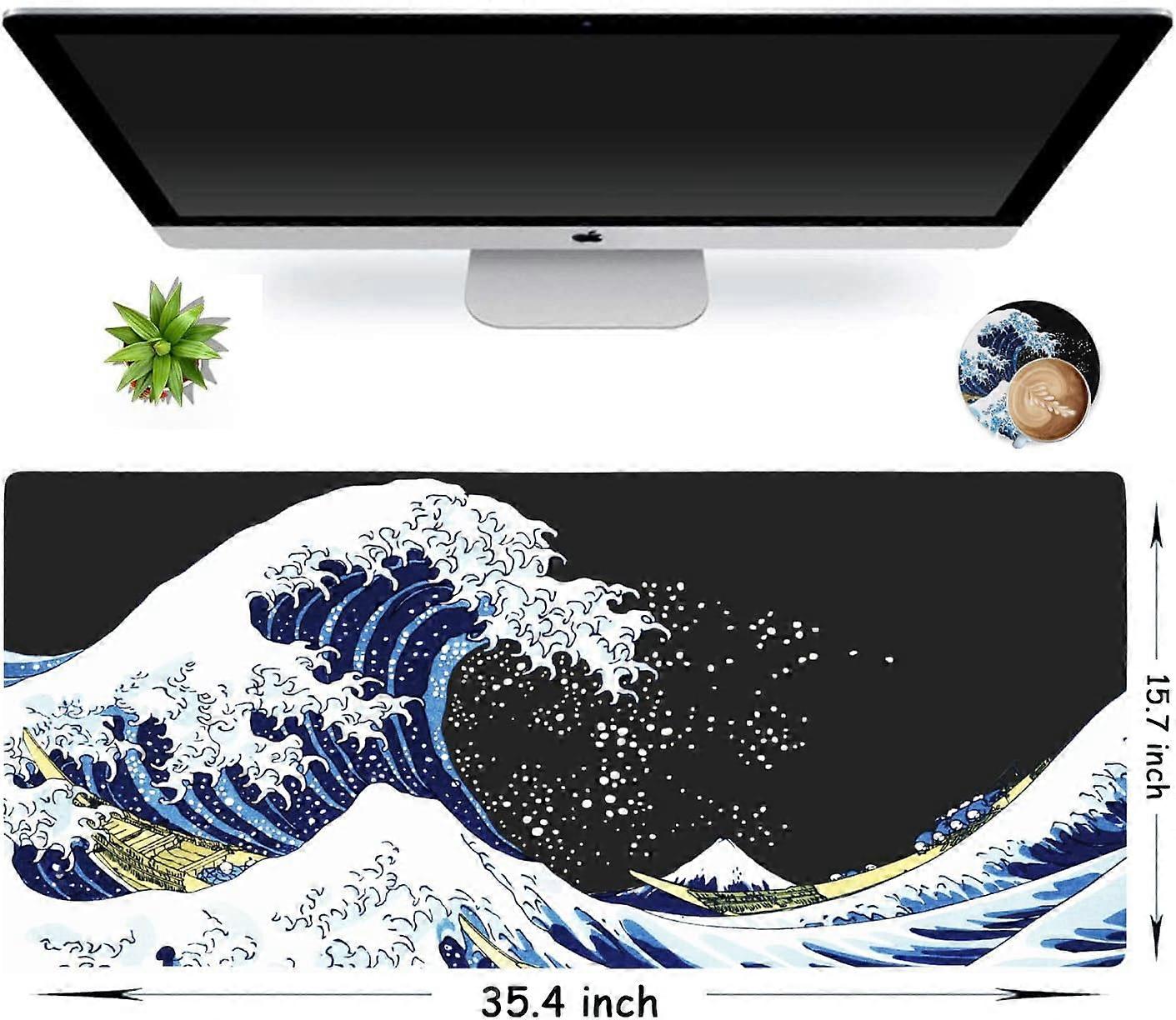 Japanese Sea Wave Large Mouse Pad, Extended Gaming Mouse Pad, Non-Slip ...