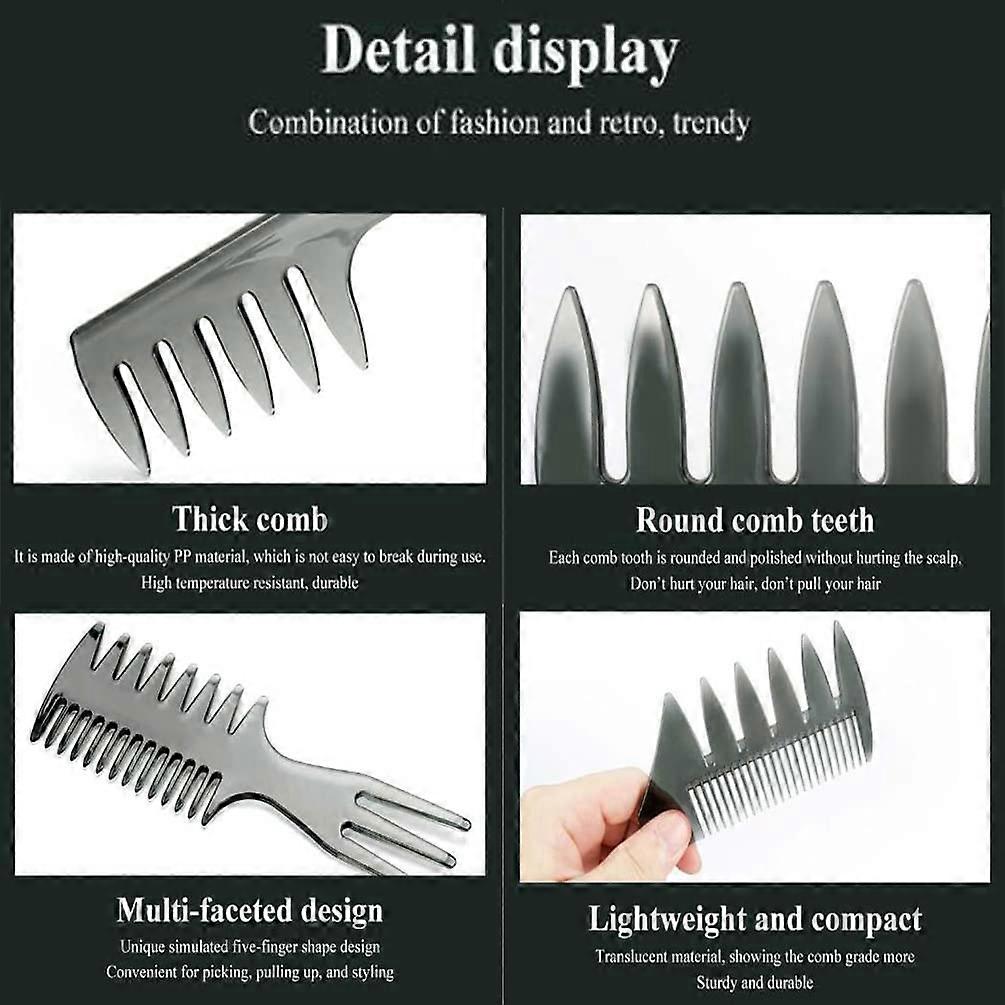 3PCS Pompadour Comb, Wide Tooth Men Styling Comb Black Afro Hair Combs ...