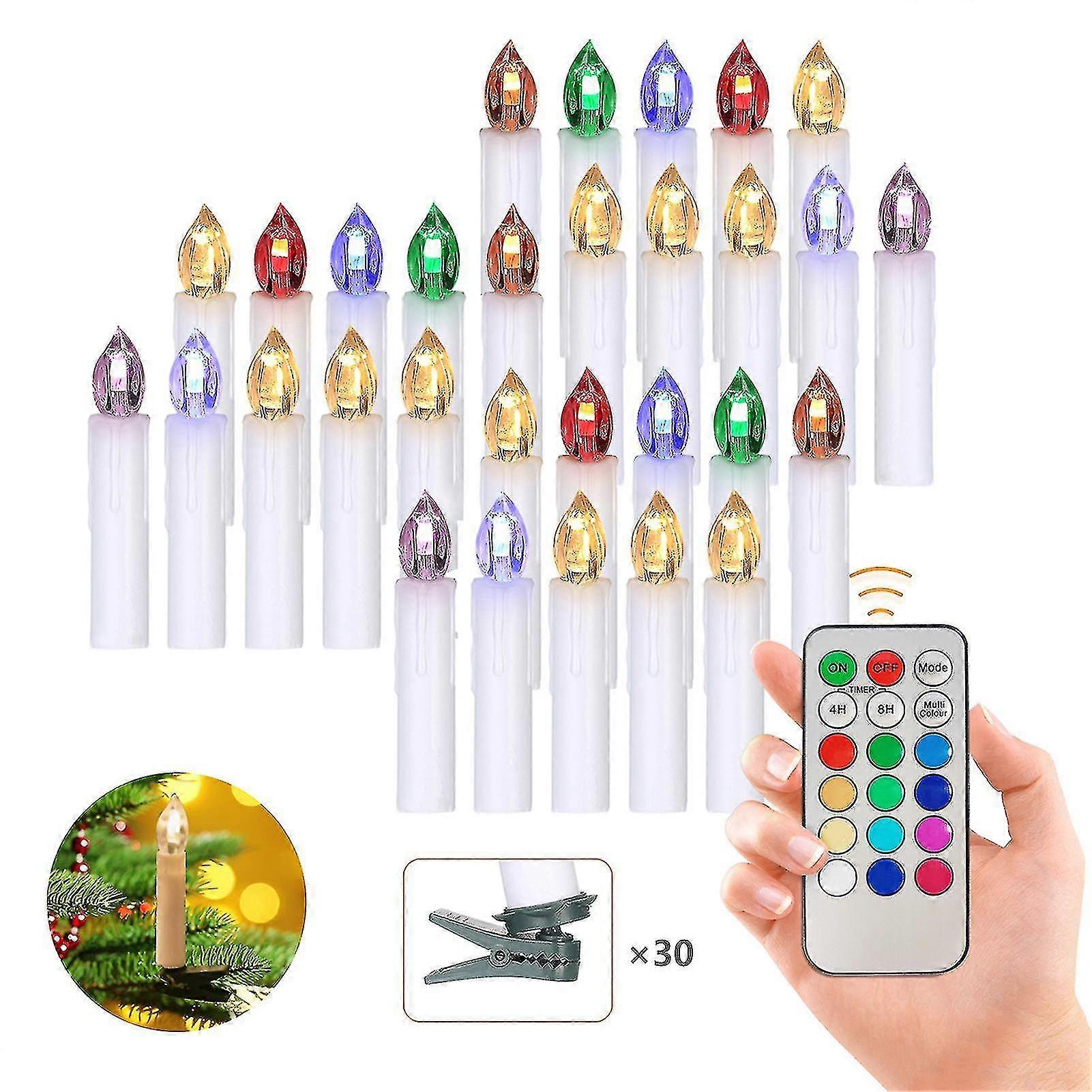30 Pcs Flameless Candles With Remote Control Realistic Color Changing ...